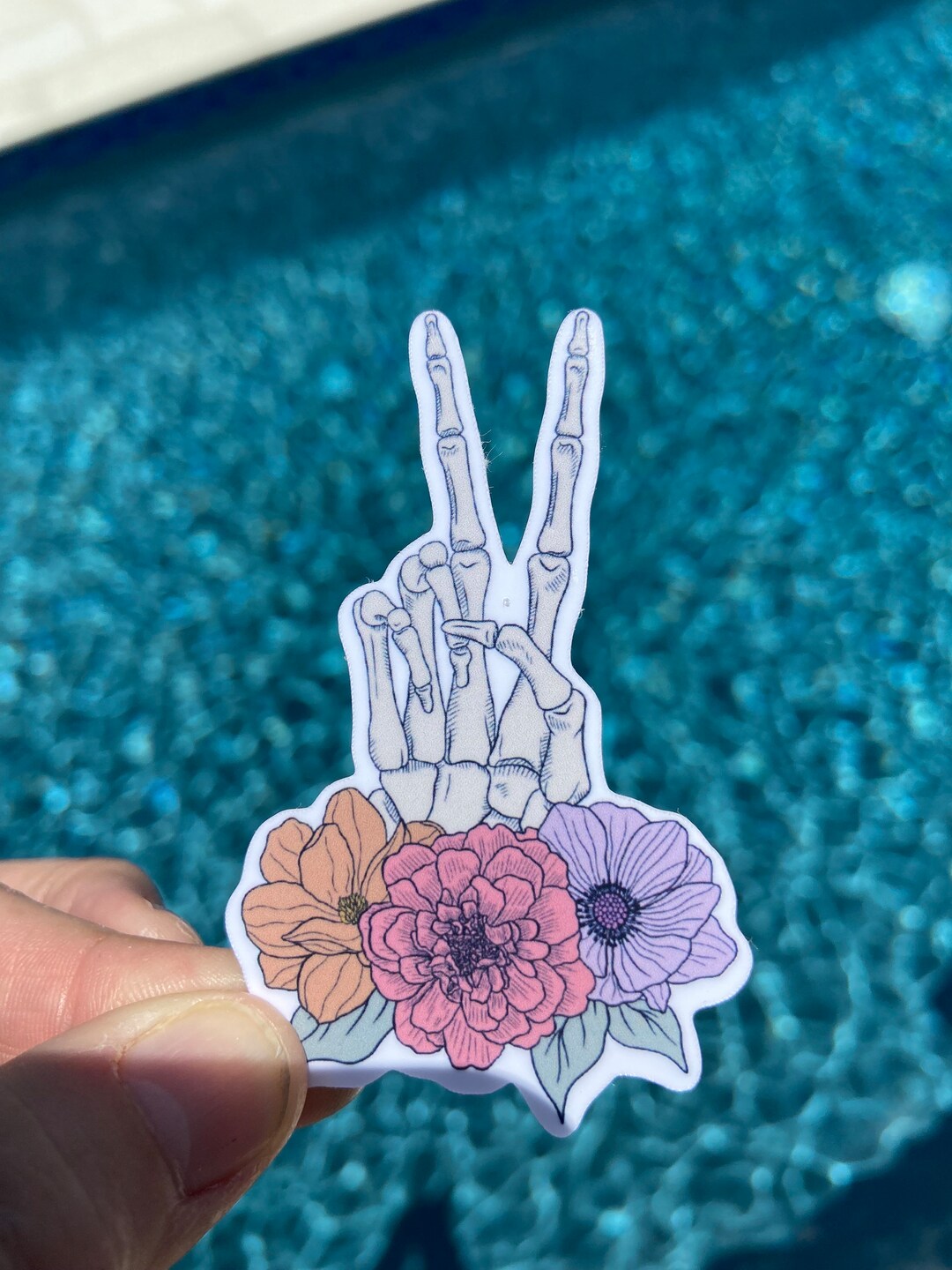 Skeleton Hand Sticker, Skull Head Sticker, Flower Skull Sticker ...