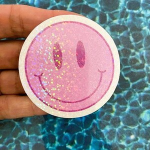 Holographic Happy Face Vinyl Sticker • Waterproof Laptop Decal - Etsy