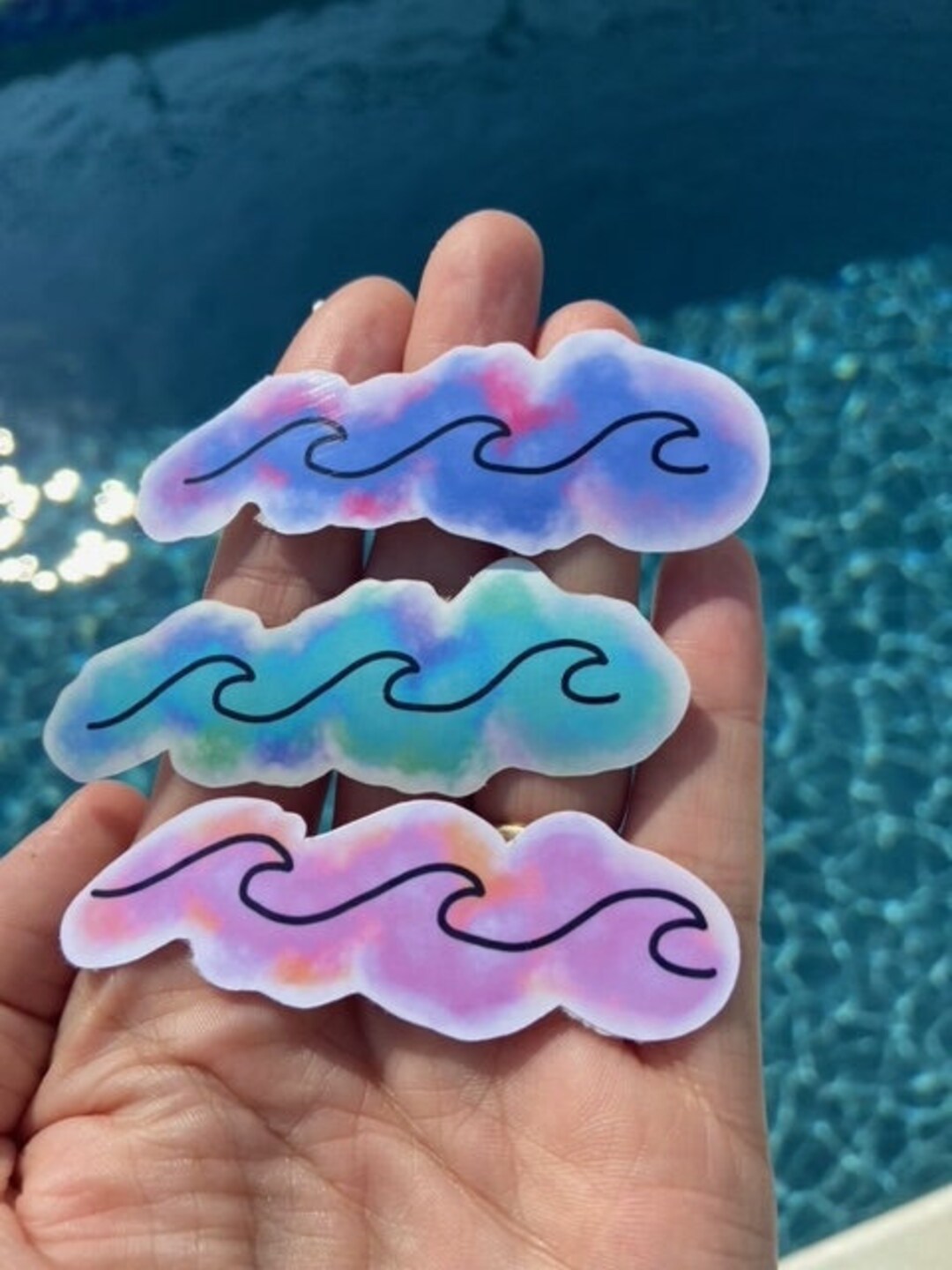 Blue Wave Sticker | Waterproof Vinyl Decal for Laptop, Water Bottle - Etsy