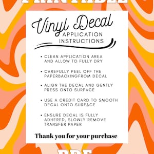 Vinyl Decal Application Instructions Card (printable PDF) - Etsy