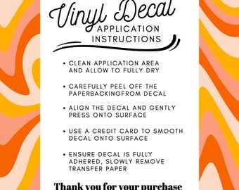 Vinyl Decal Application Instructions, Printable Vinyl Decal Care Card, Small Business Supplies ...