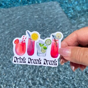Drink Drank Drunk Sticker, Sticker Tumbler, Sticker Handmade, Funny ...