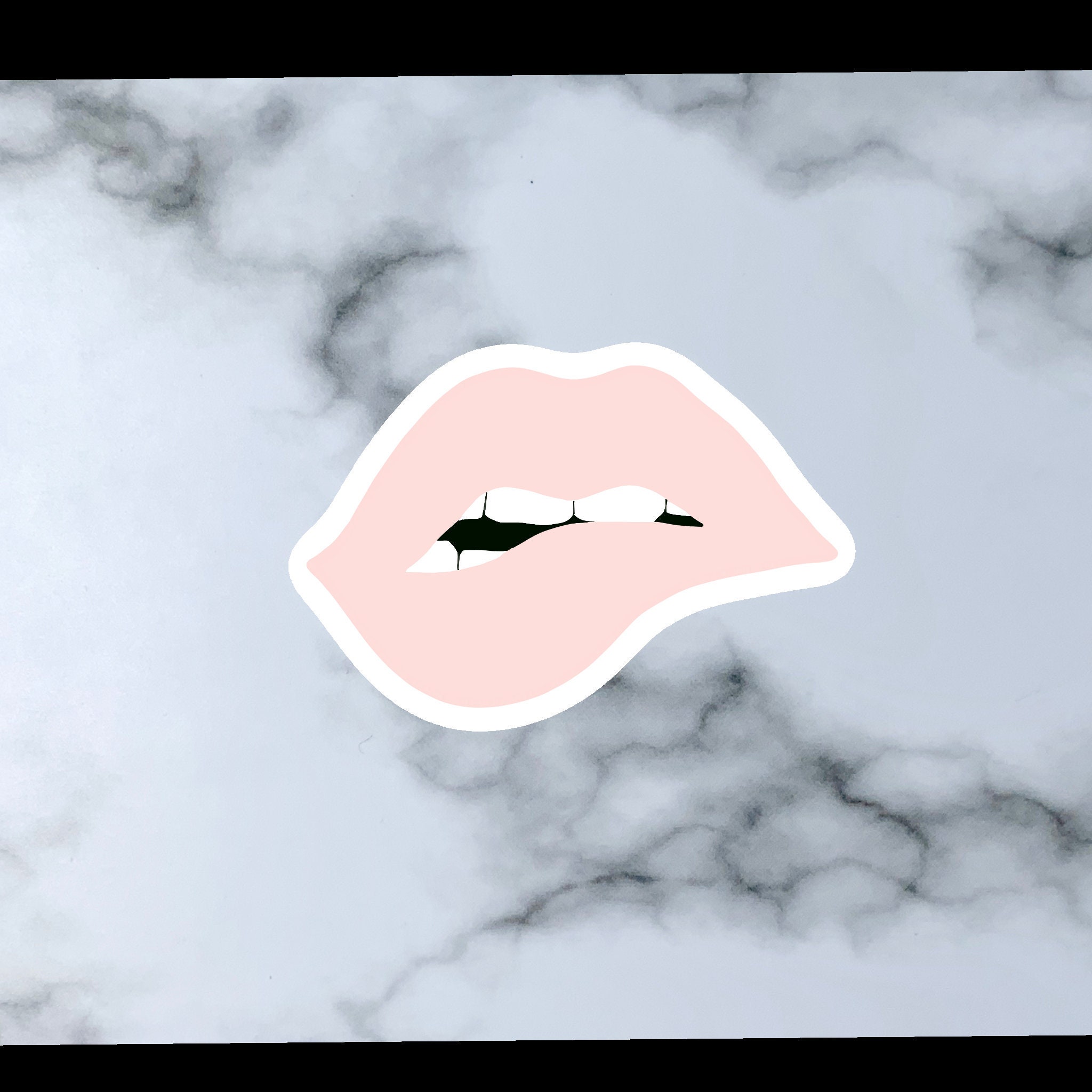 Pink biting lip tongue logo Sticker Laptop Sticker Aesthetic | Etsy