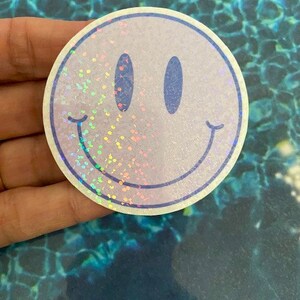 Holographic Happy Face Vinyl Sticker • Waterproof Laptop Decal - Etsy