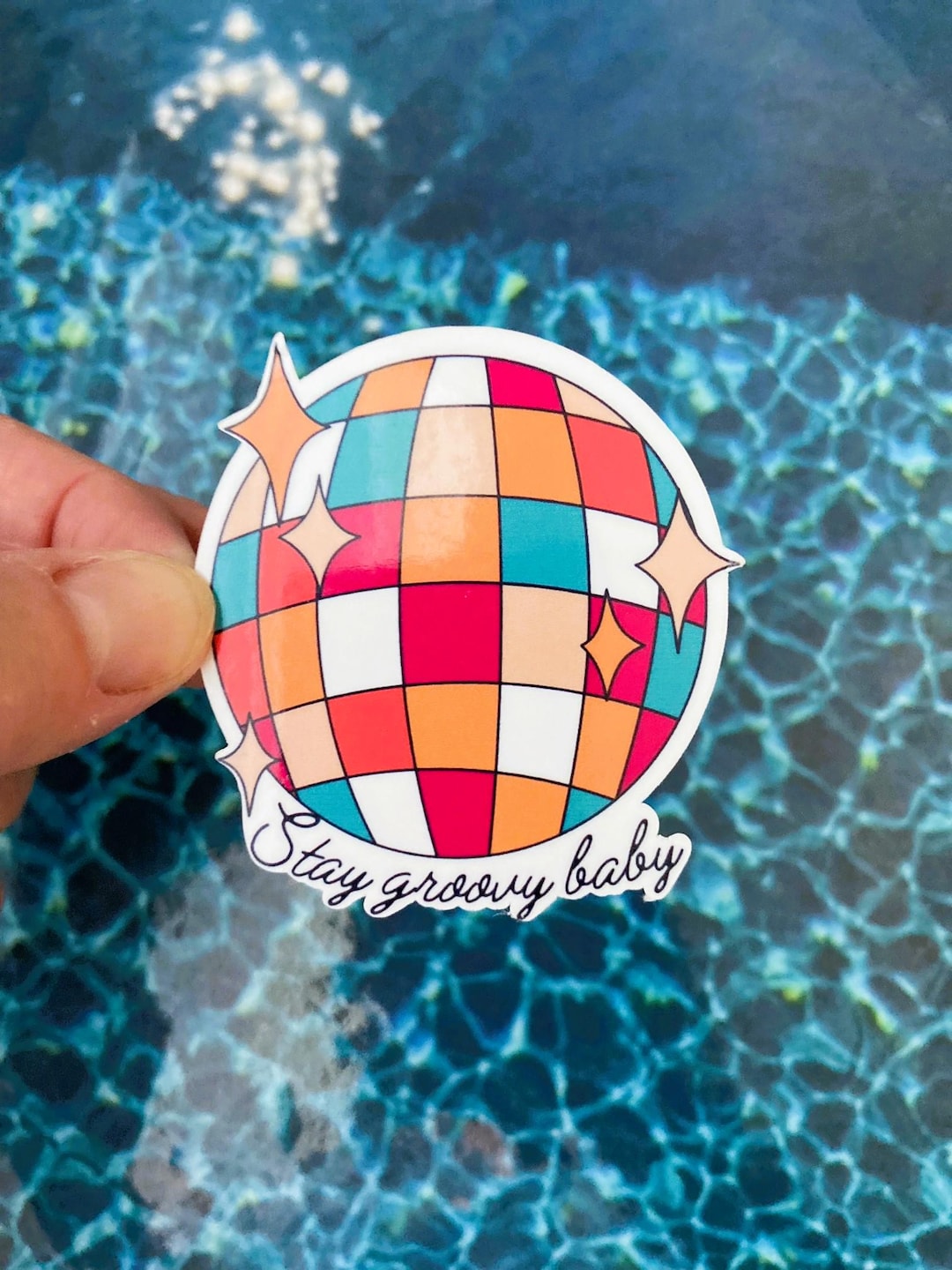 Stay Groovy Baby Disco Ball Sticker • Die Cut Sticker • Laptop, Phone ...