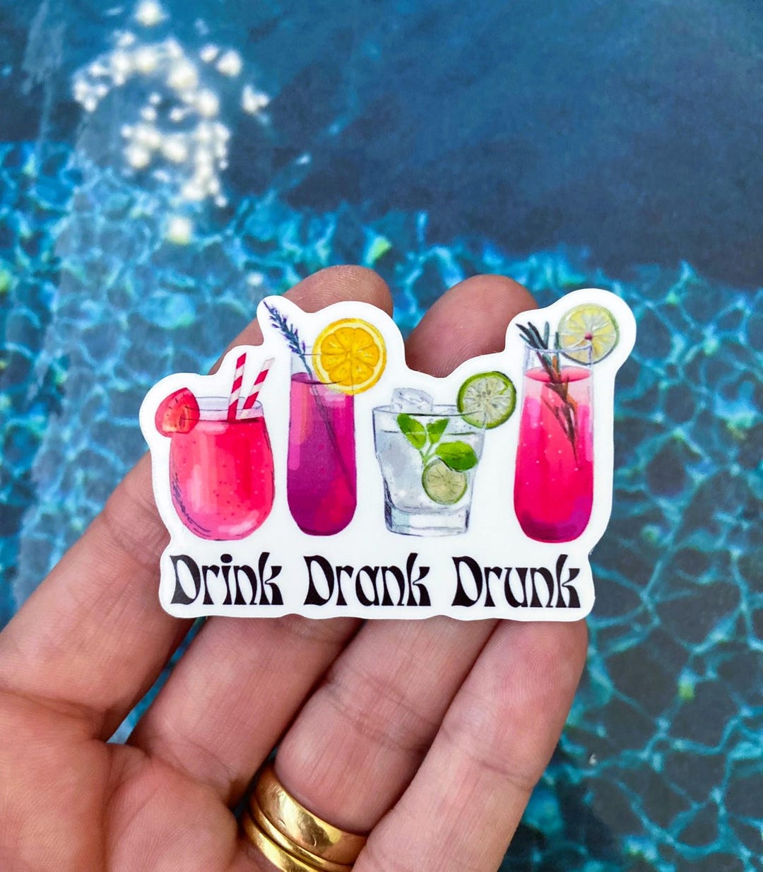 Drink Drank Drunk Sticker, Sticker Tumbler, Sticker Handmade, Funny ...