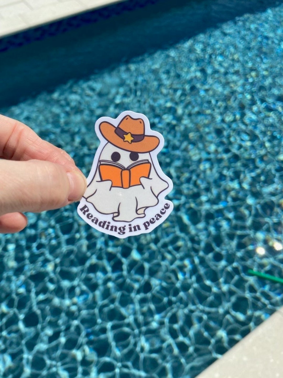 Cowboy Ghost Reading Book Sticker Book Lover Laptop Sticker Aesthetic ...