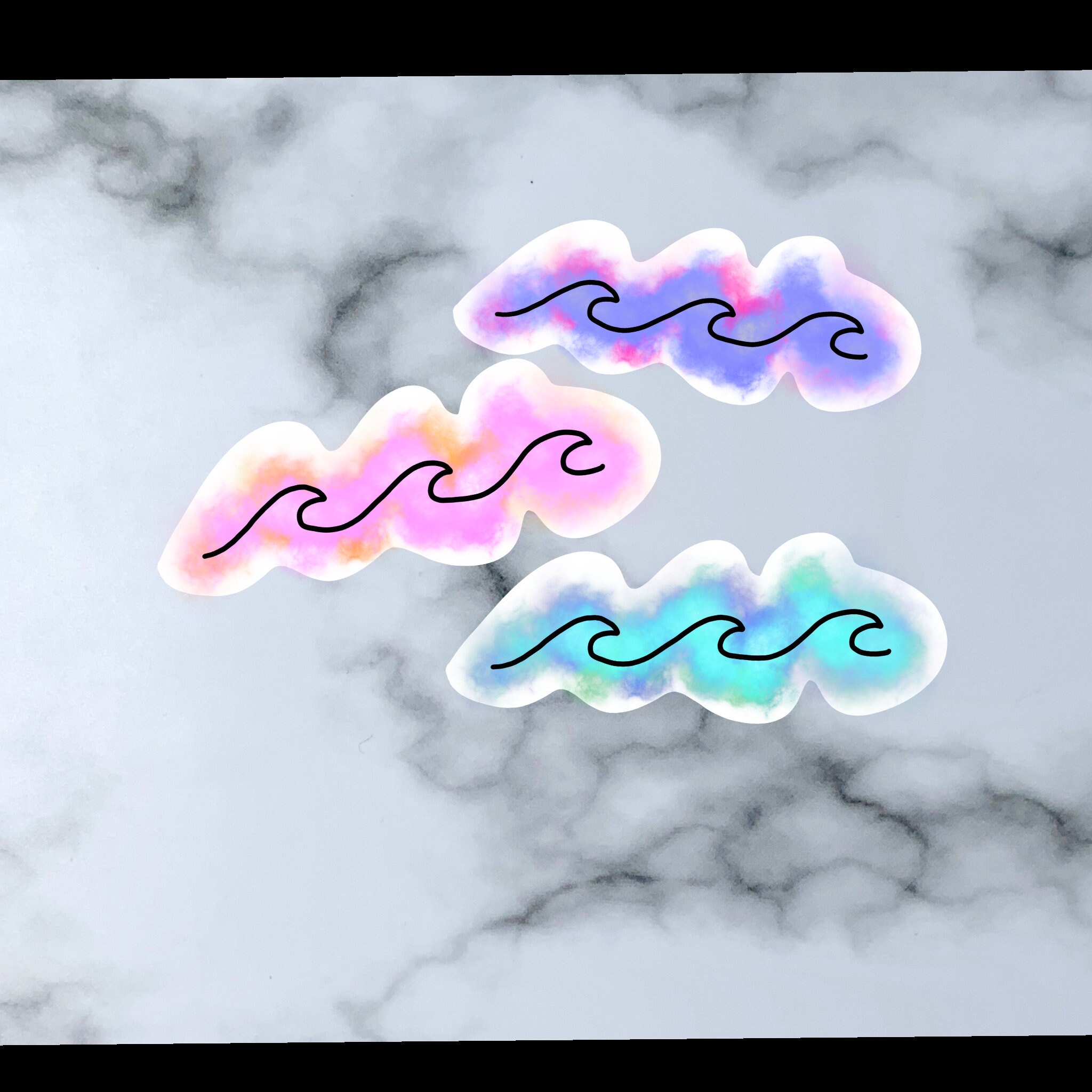 Blue Ocean Pura Vida Wave Stickers Laptop Sticker Aesthetic - Etsy