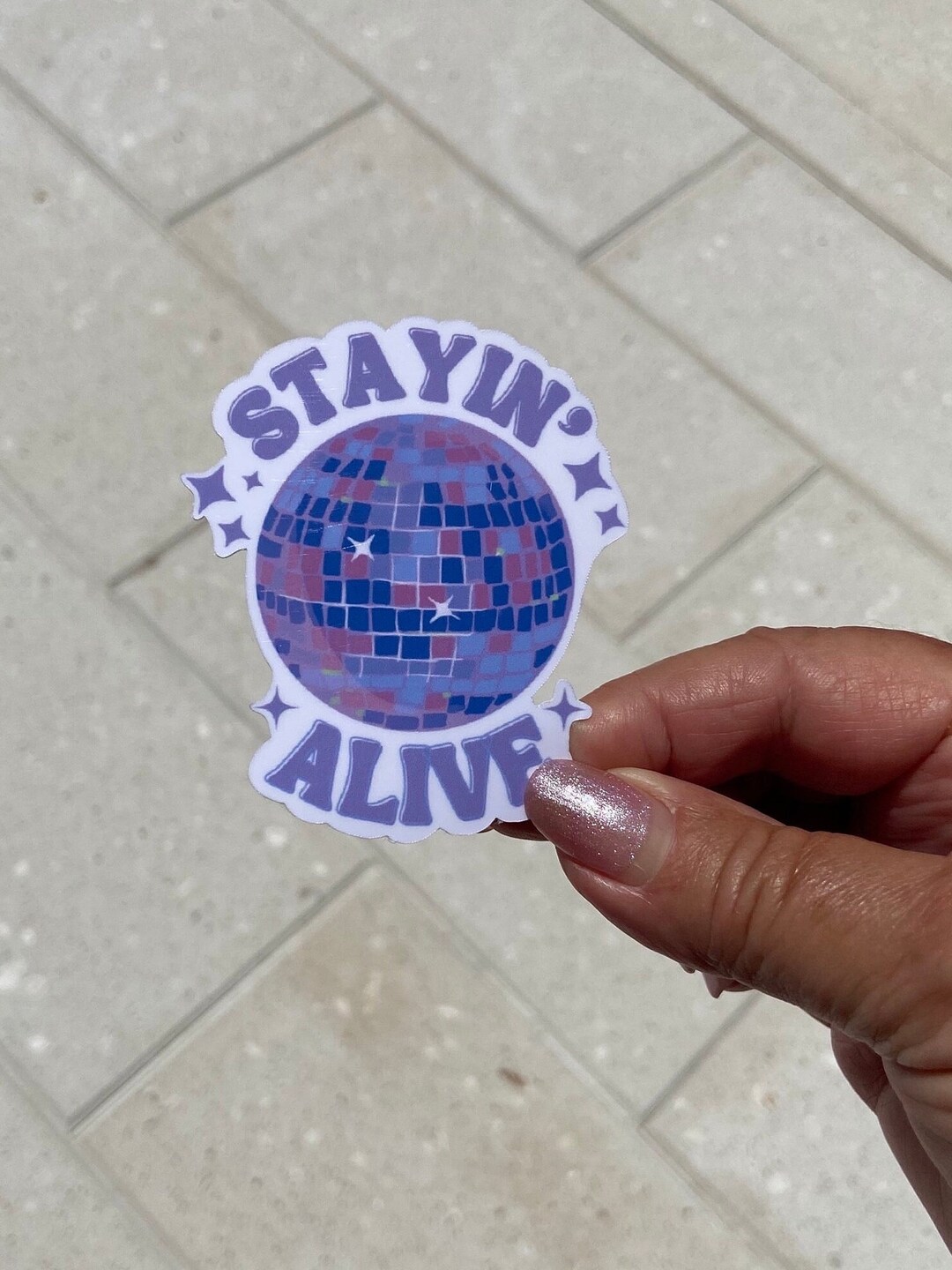 Stayin Alive Disco Ball Waterproof Sticker, Funny Gifts, Waterbottle ...