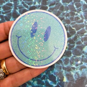 Holographic Happy Face Vinyl Sticker • Waterproof Laptop Decal - Etsy