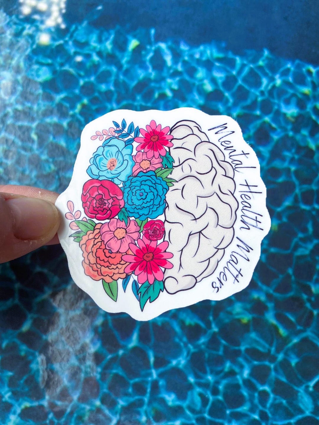 Mental Health Matters Sticker, Floral Brain, Waterproof Vinyl - Etsy