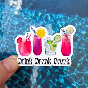 Drink Drank Drunk Sticker, Sticker Tumbler, Sticker Handmade, Funny ...