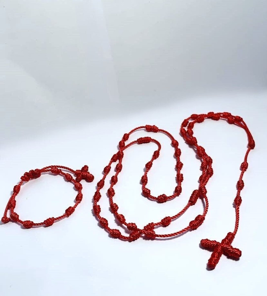BLESSED Red Rosary Set, Rosary Bracelet, Rosary Set, Catholic Gift ...