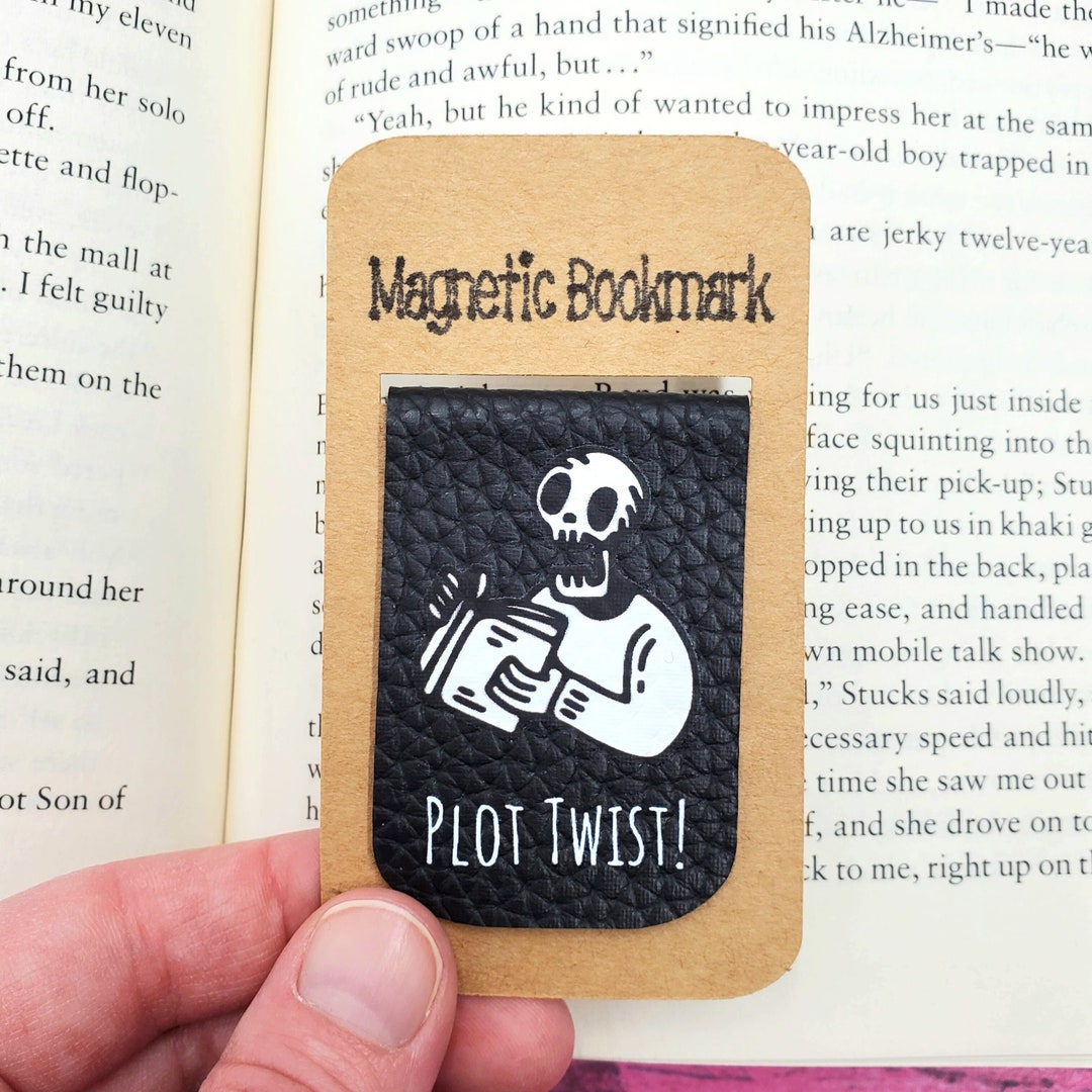 Funny Magnetic Bookmark, Skeleton Bookmark, Faux Leather, Spooky ...