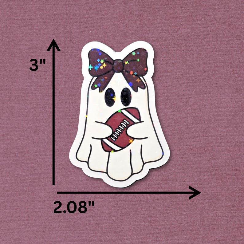 Coquette Ghost Football Sticker, Holographic Vinyl Sticker for ...