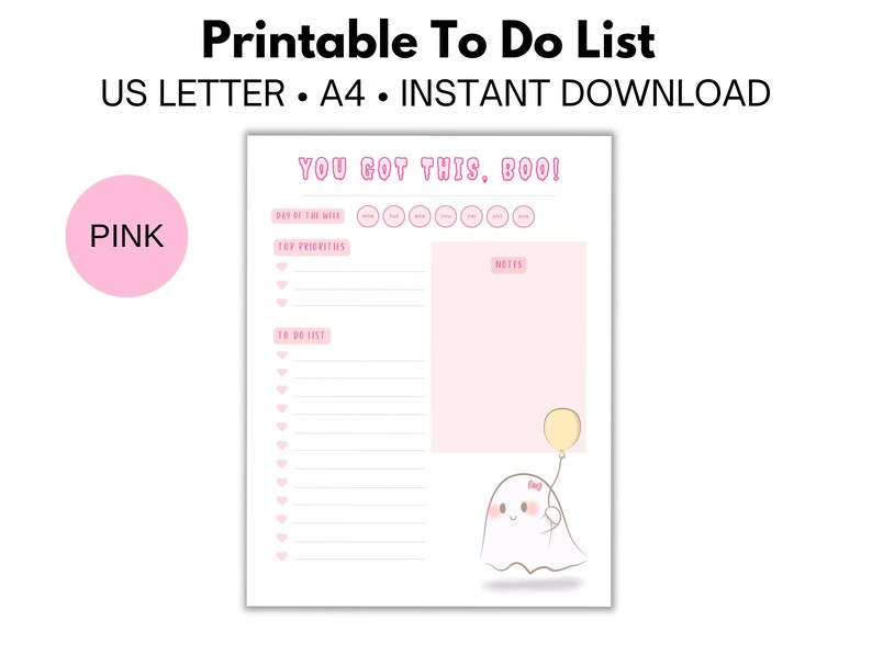 Daily Checklist Goth Stationery Cute Ghost Daily Task List - Etsy