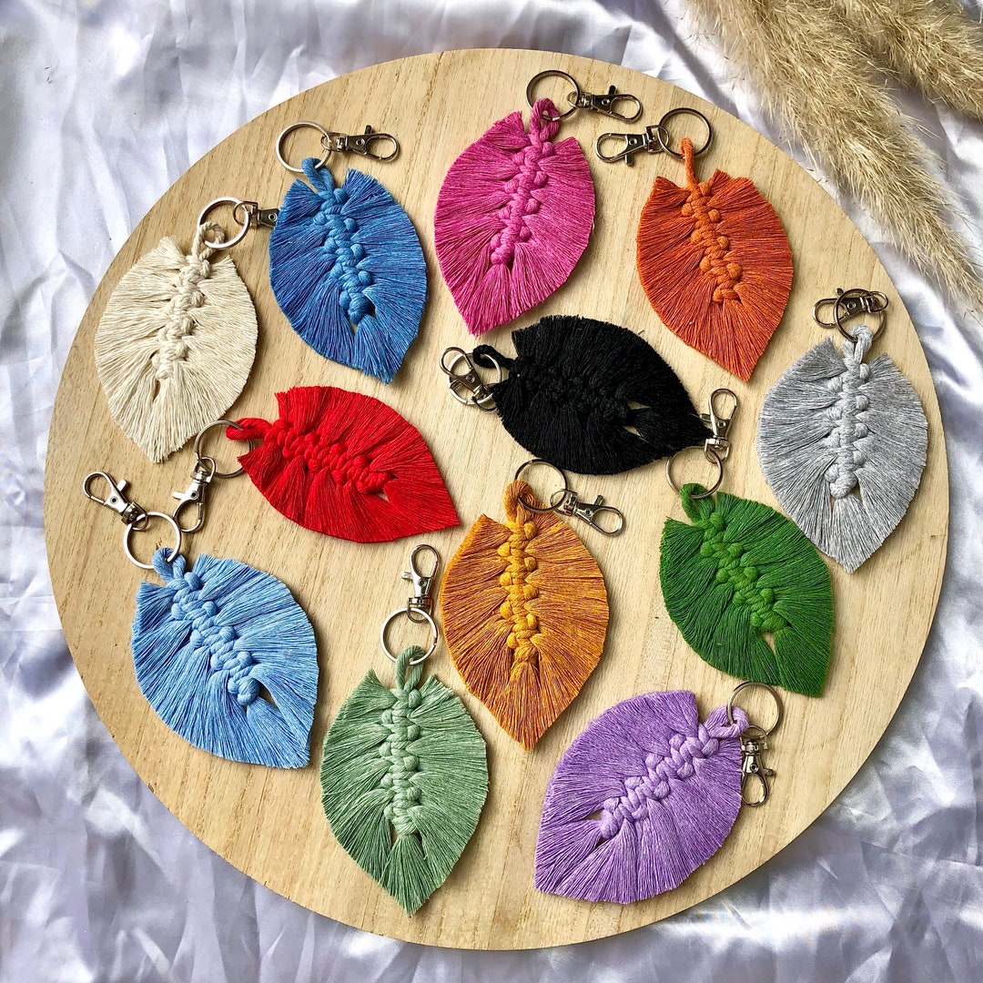 Macrame Leaf Keyring/ Macrame Feather Keyring/ Macrame - Etsy