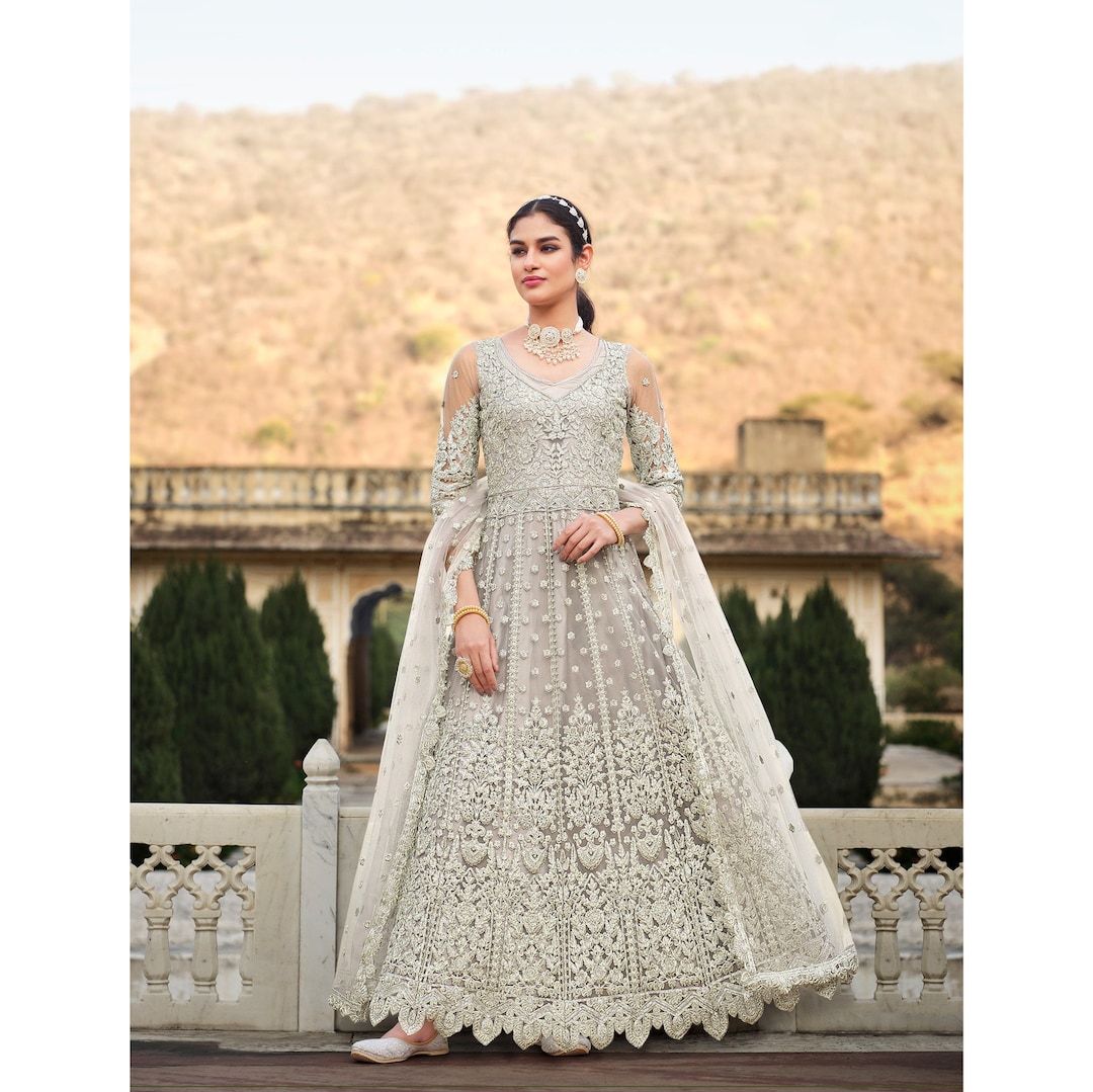 Pakistani Full Flared Anarkali Suits Gown Both Side Embroidered Salwar ...