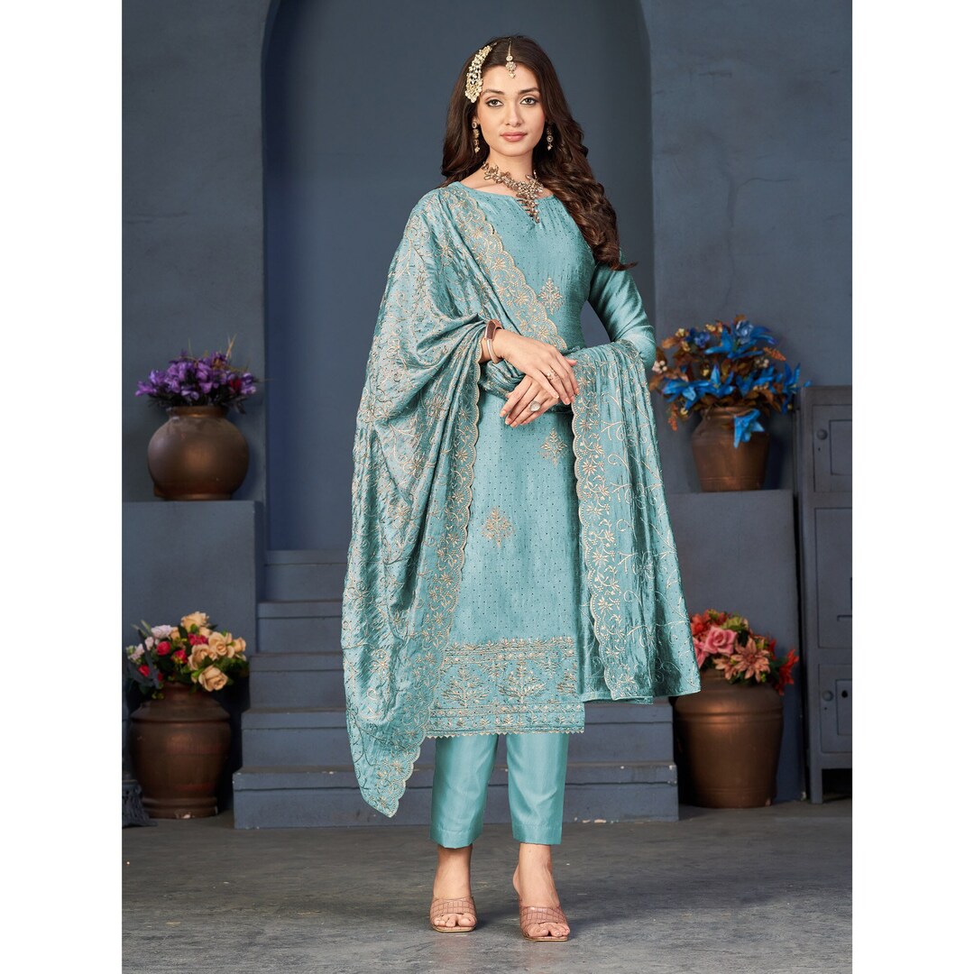 Ready Made Designer Churidar Dress Shalwar Kameez Heavy Embroidered ...