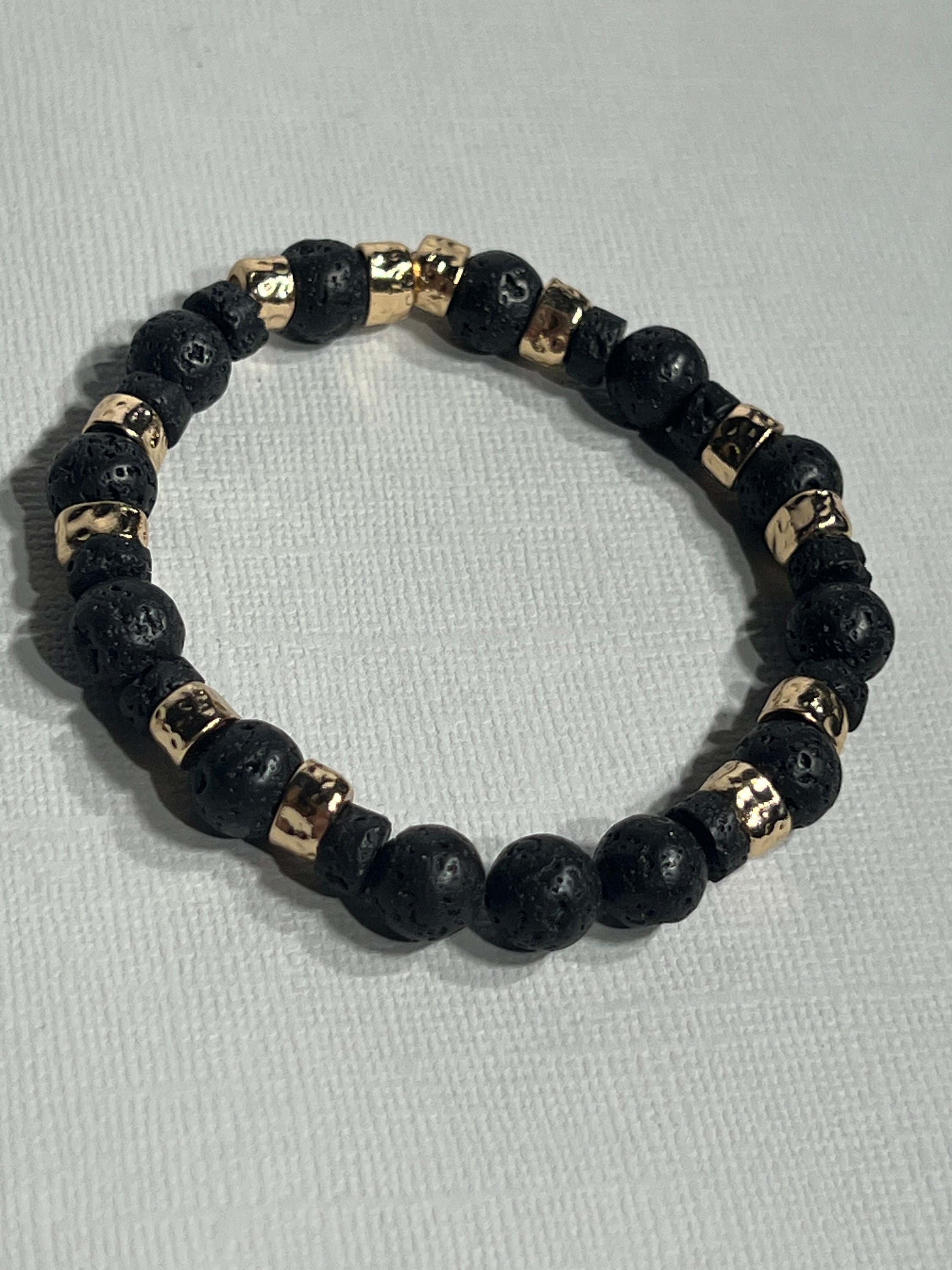 Lava Rock and Metal Gold Spacers Bracelet - Etsy