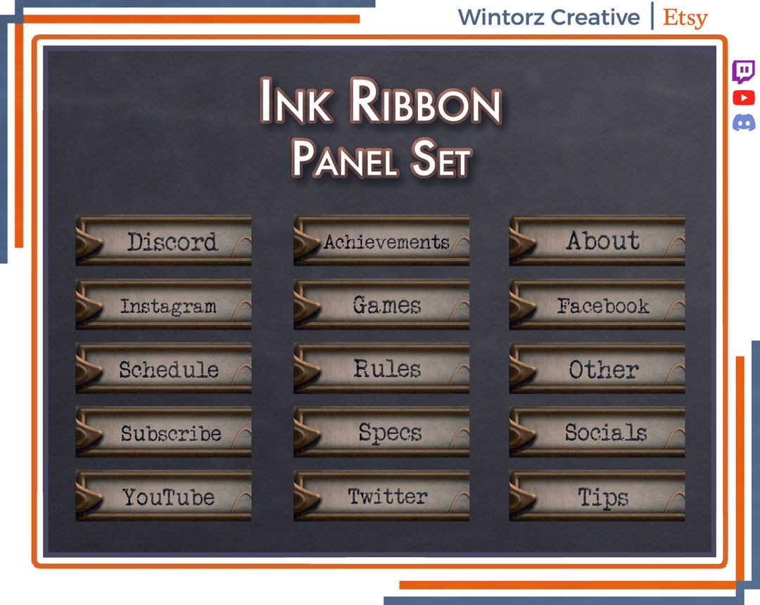 Twitch Panels: Ink Ribbon - Etsy