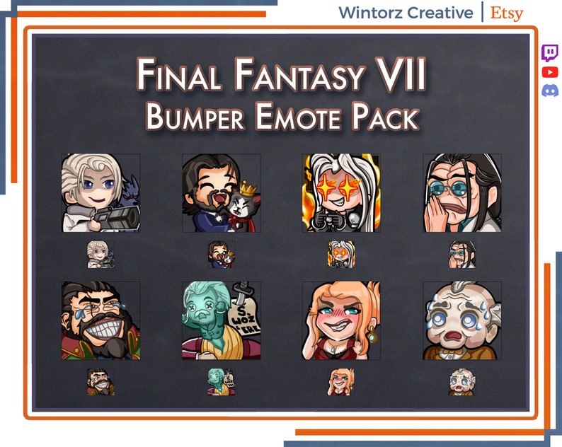 Twitch Emotes: Final Fantasy VII Bumper Emotes Set - Etsy