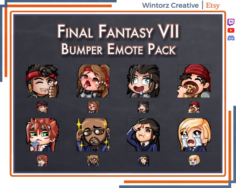 Twitch Emotes: Final Fantasy VII Bumper Emotes Set - Etsy