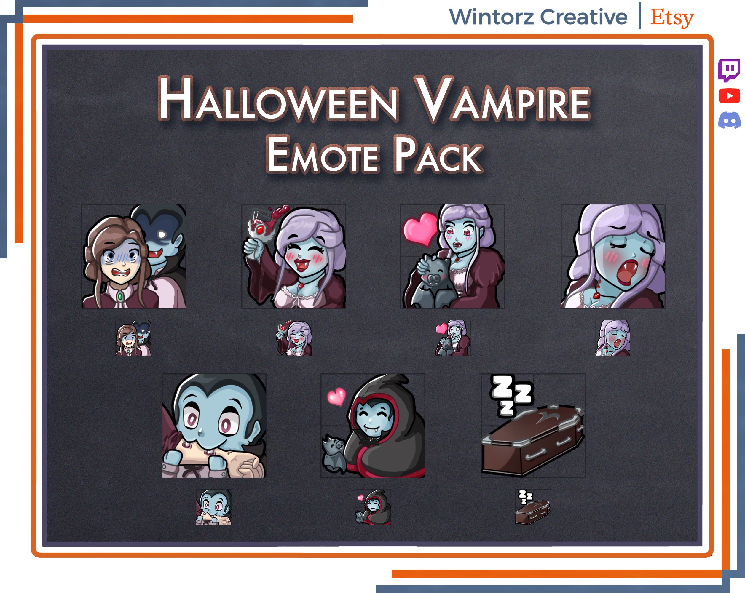 Twitch Emotes: Halloween Vampires - Etsy