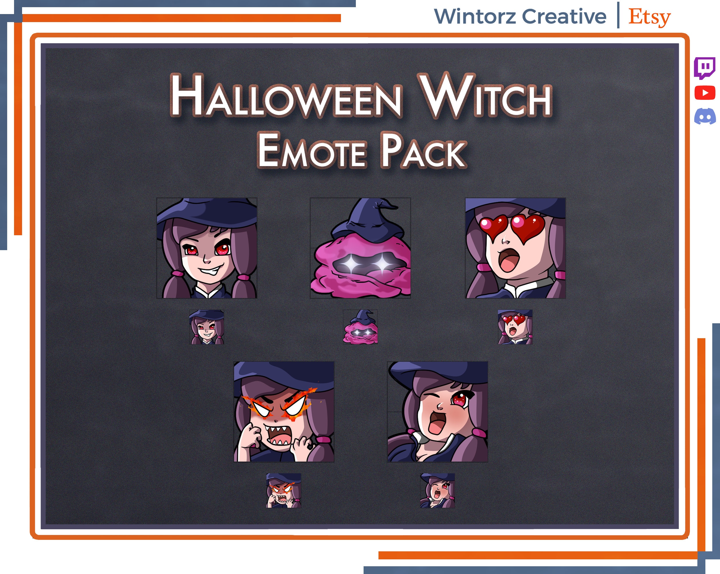 Twitch Emotes: Witchy Halloween Emotes Set - Etsy