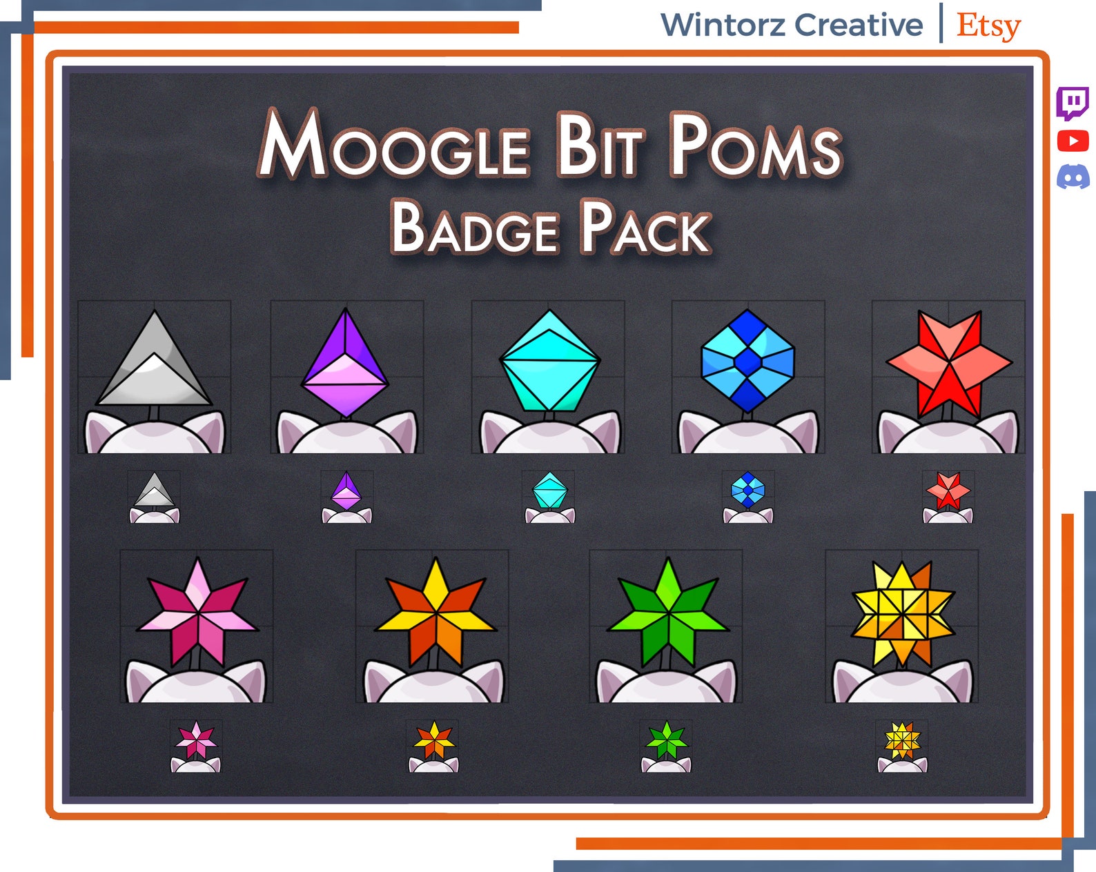 Twitch Badges: Moogle Bit Pom Badges Set - Etsy