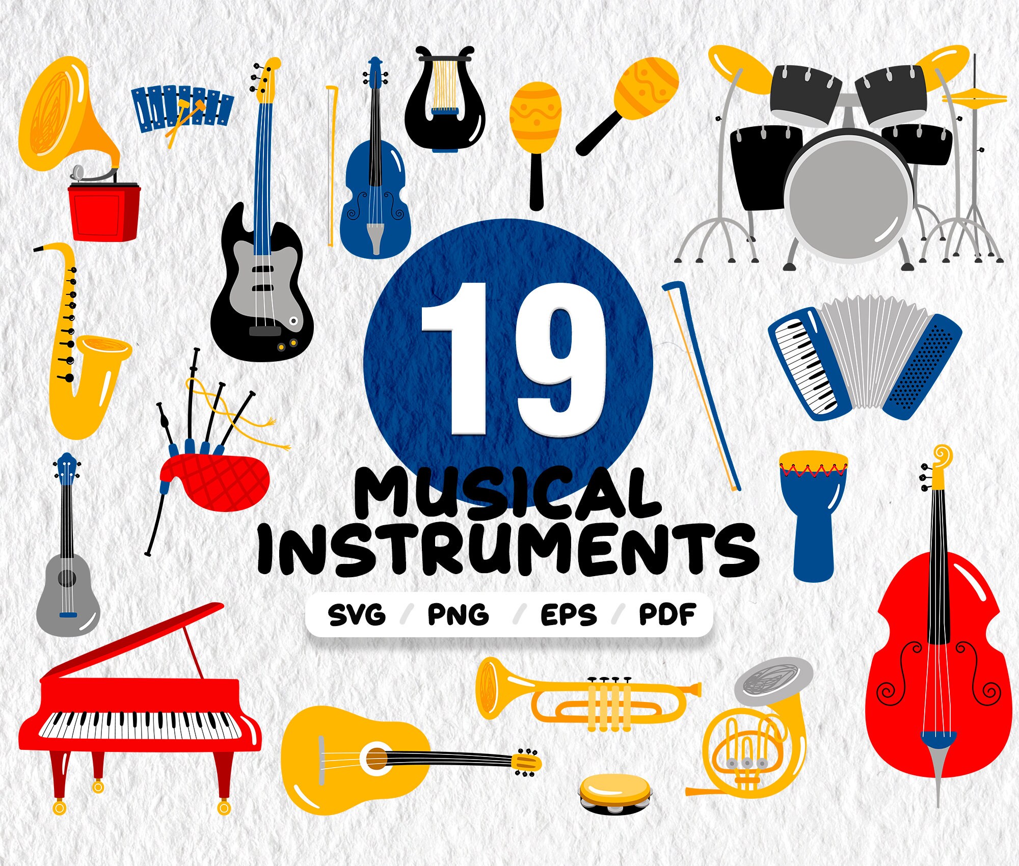 Musical Instruments Clipart Collection, Musical Instruments SVG Bundle ...