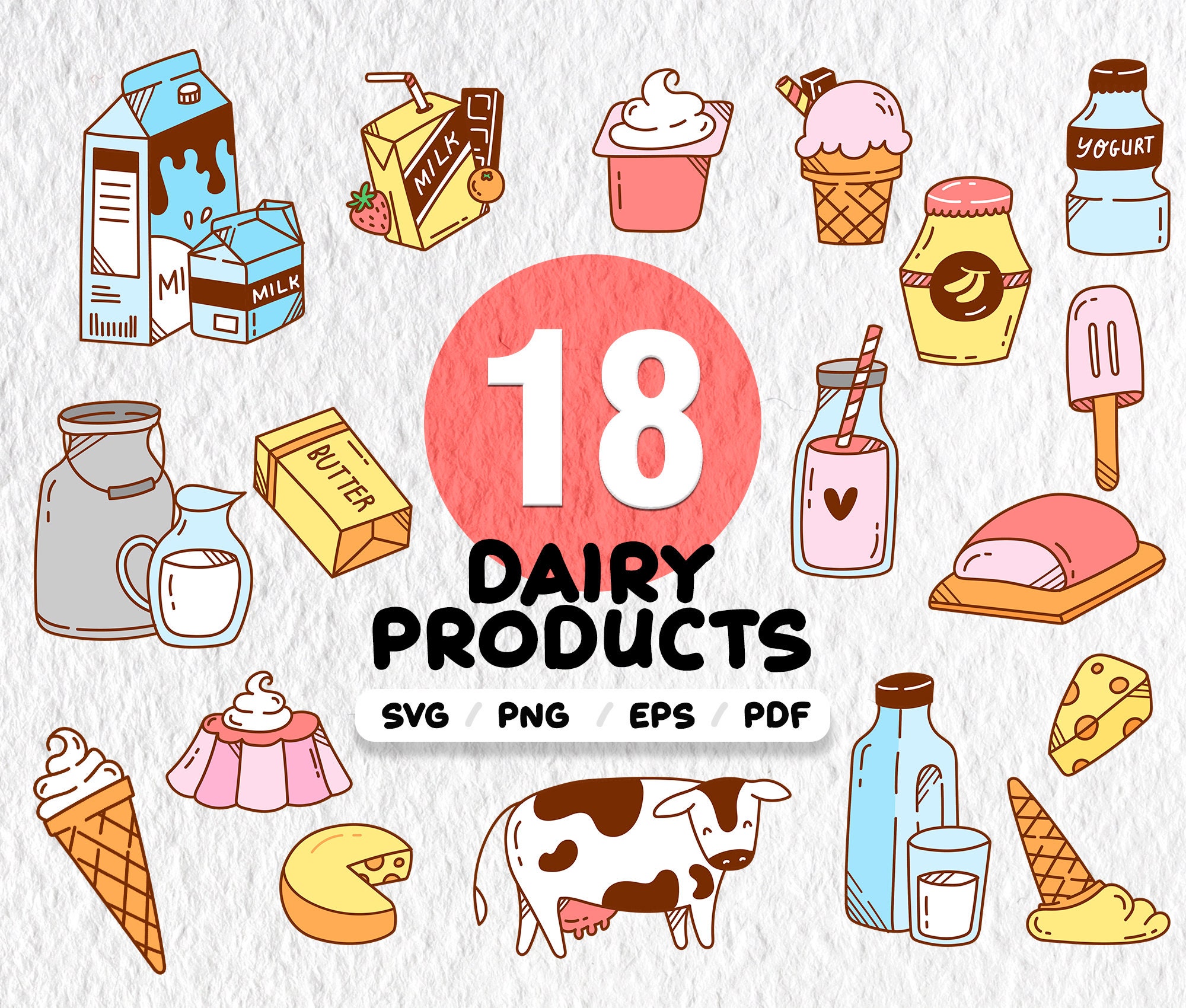 Dairy Products Svg,dairy Products, Farm Svg, Cow, Goat, Milk, Healthy ...