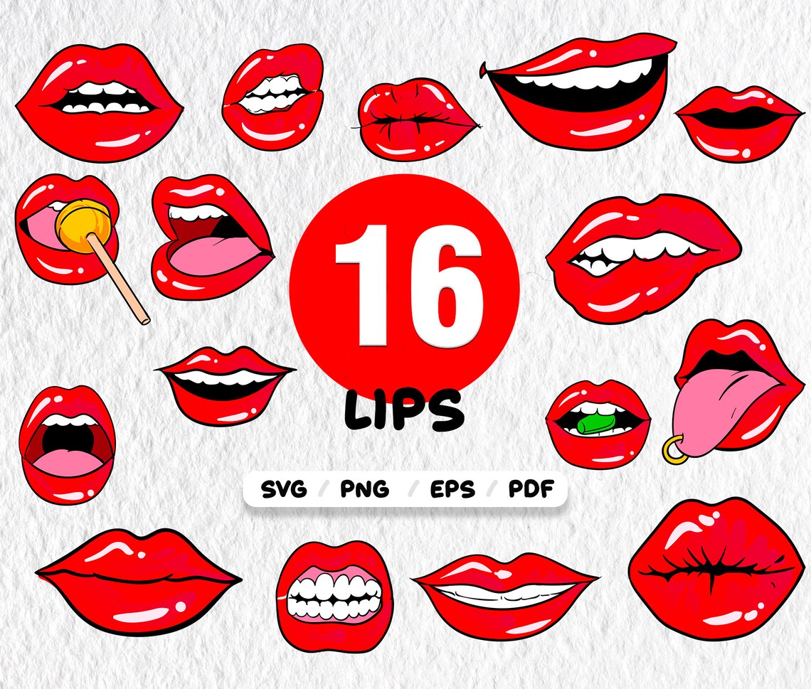 Lips SVG, Lips Bundle Svg, Kiss, Bleeding Lips, Red Lips Svg, Mouth Svg ...