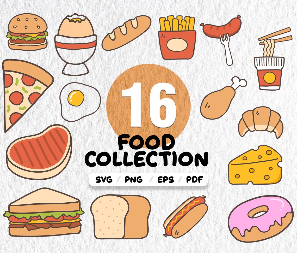 Food Collection Svg, Fruits Clipart Svg,fast Food Clipart Svg,milk ...