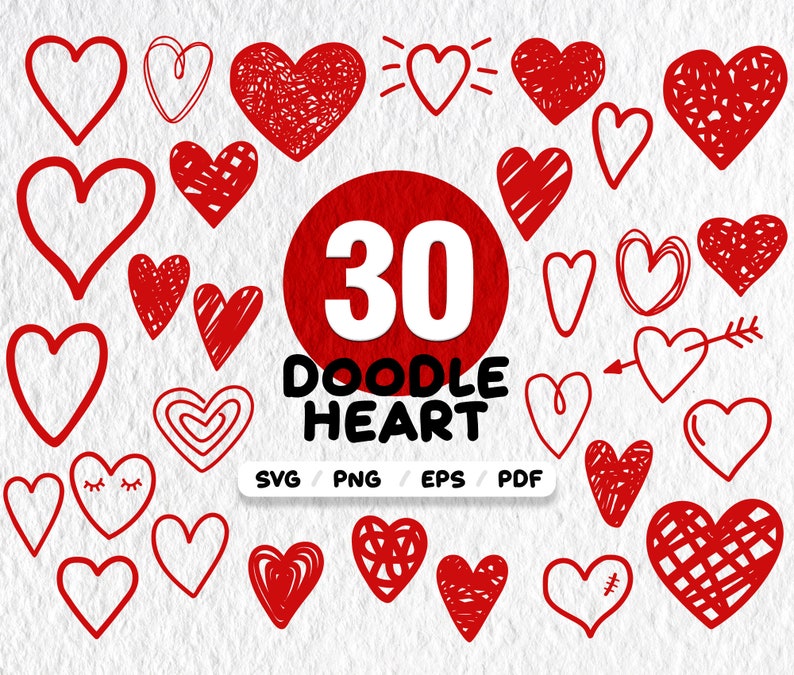 Doodle Heart Svgheart Svg Bundle Hearts Svg Love Svg - Etsy