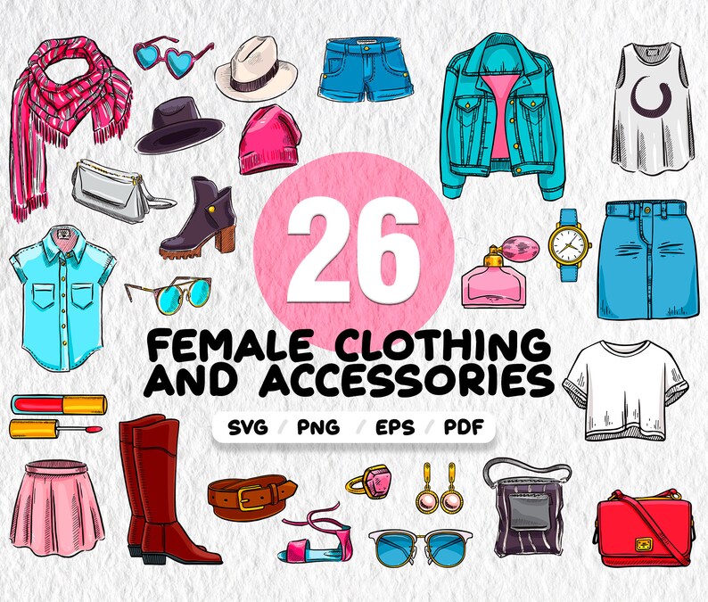 Female Clothing Svg,woman Clothe Svg, Clothe Svg,fashion Elements, Pack ...