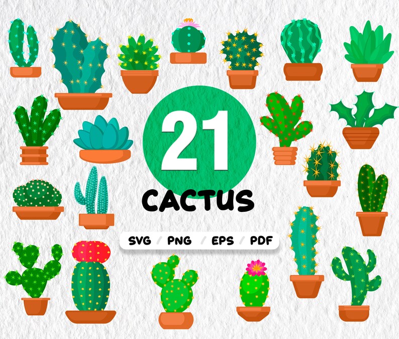 Cactus Svg,cactus Pots Svg Bundle,cactus Svg,succulents Svg,potted ...