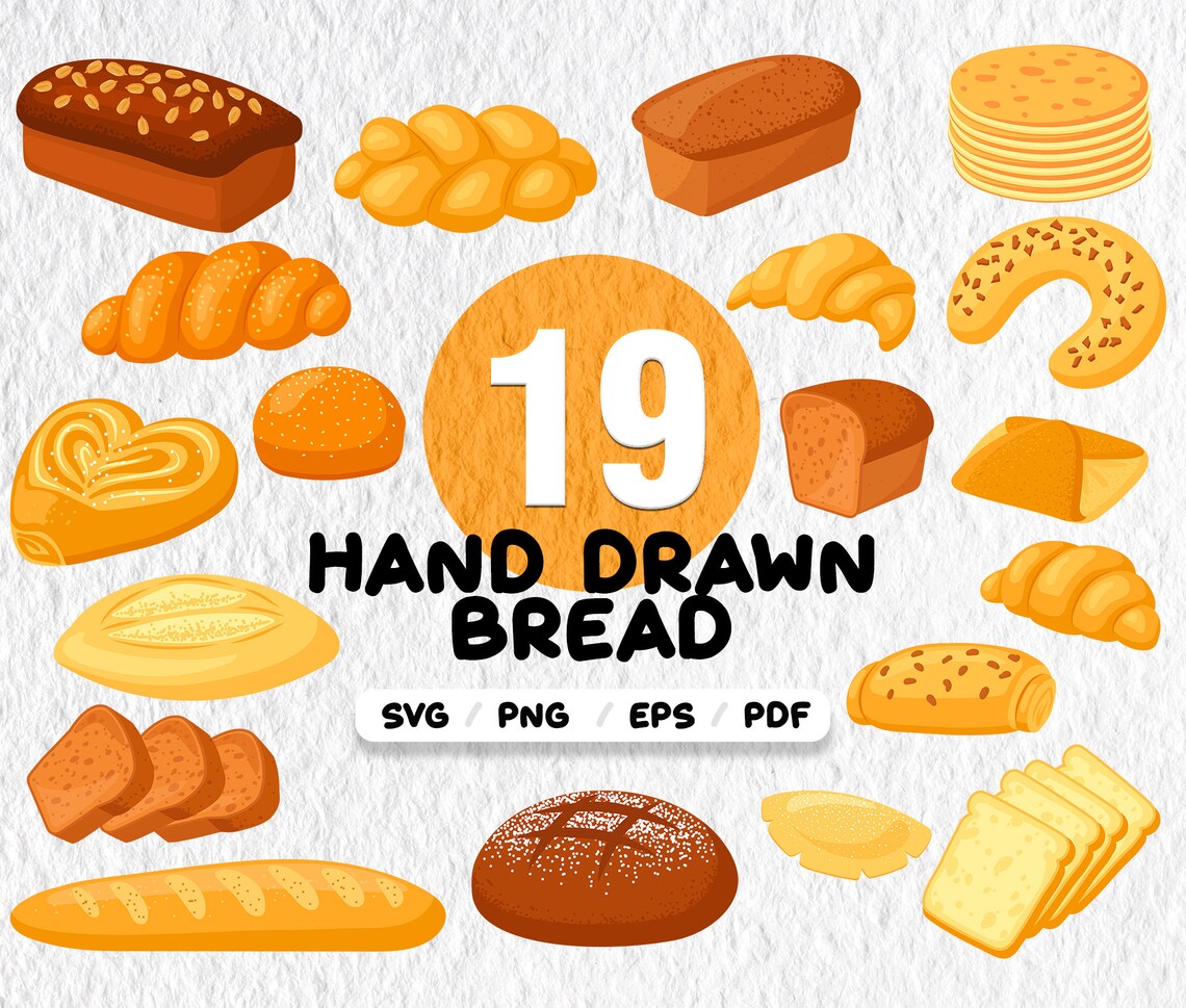 Hand Drawn Bread Svg,bread SVG Bundle,bread Svg,bread Silhouette Svg ...