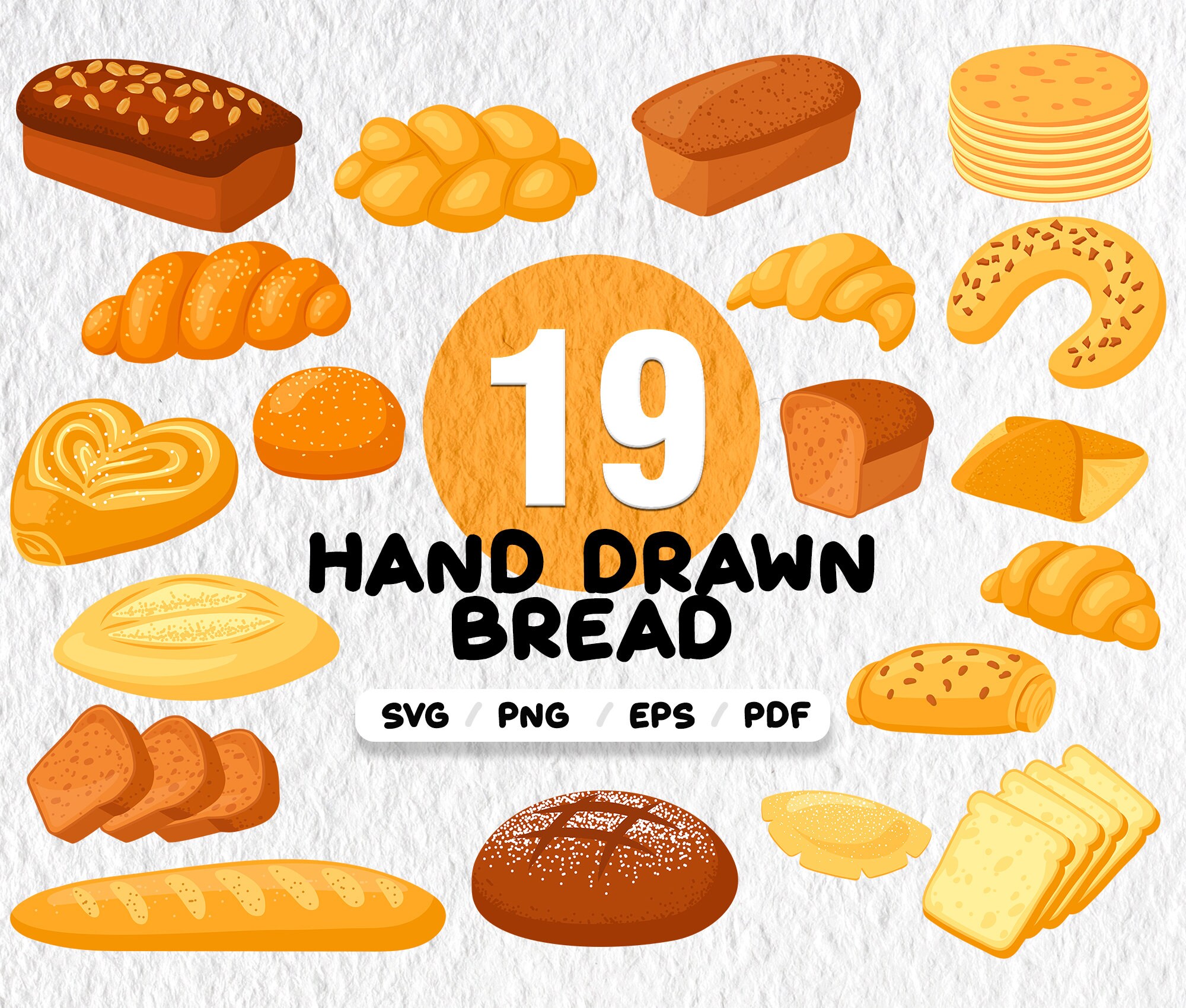 Hand Drawn Bread Svg,bread SVG Bundle,bread Svg,bread Silhouette Svg ...