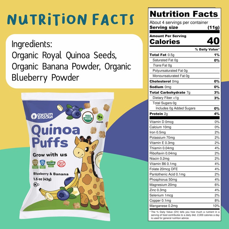 Awsum Snacks Organic Superfood Quinoa Puffs Variety Pack 12 1.5 Oz Bags ...