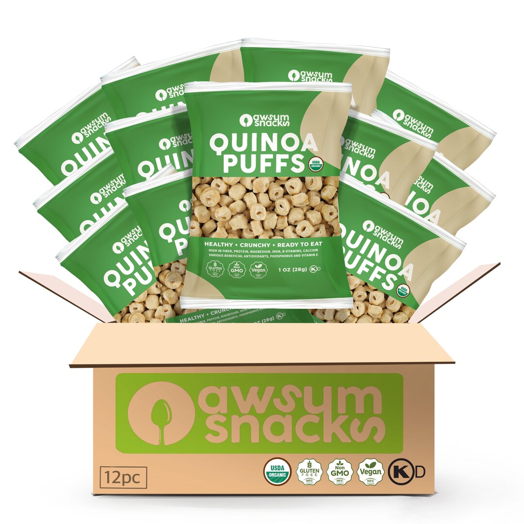 Organic Quinoa Puffs Cereal 1oz Bag 12 Bags Vegan Gluten Free Puffed ...