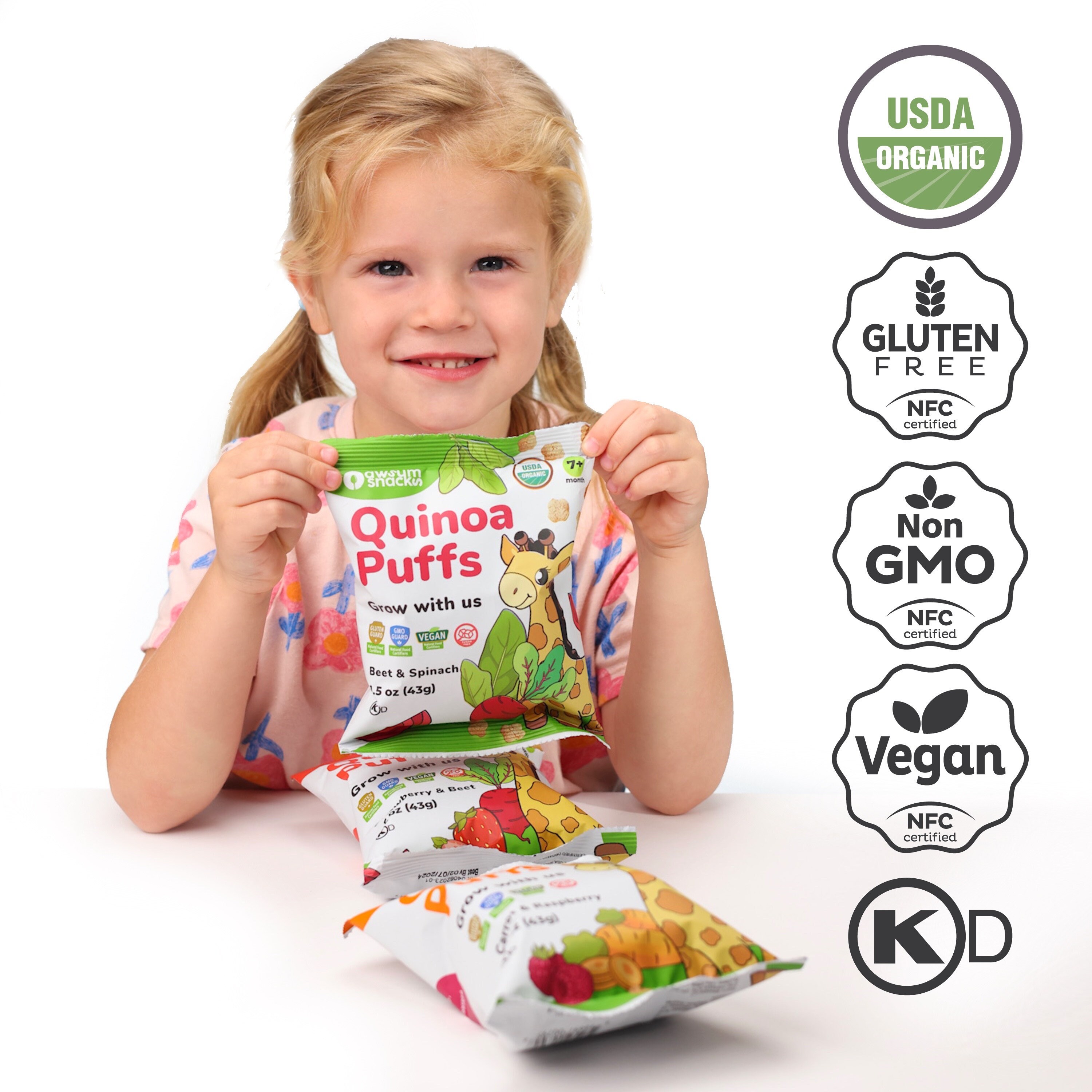 Awsum Snacks Organic Superfood Quinoa Puffs Variety Pack 12 1.5 Oz Bags ...