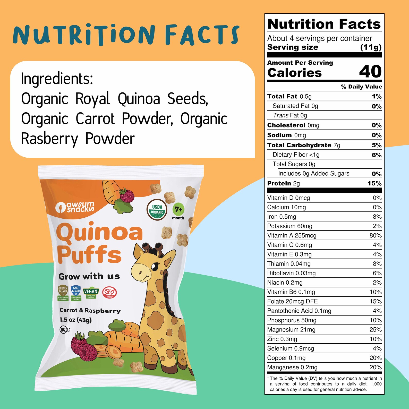 Awsum Snacks Organic Superfood Quinoa Puffs Variety Pack 12 1.5 Oz Bags ...