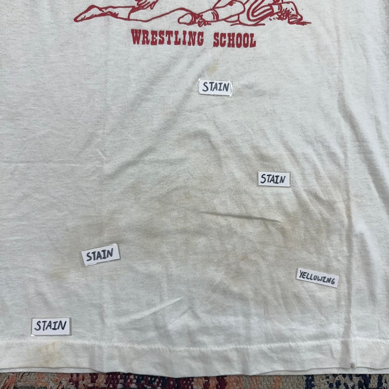 Vintage 1987 Greater Rochester Wrestling School White and Red Ringer Tee Vintage T-shirt 80's ...