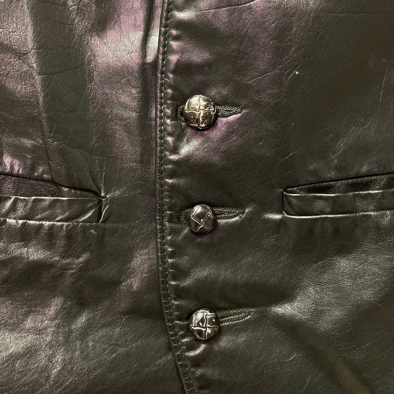 Vintage Schott Bros Black Leather Vest | Vintage Vest | 3 Button ...