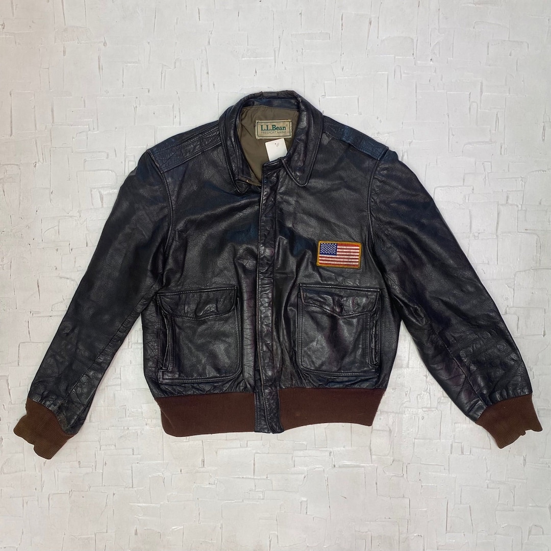 Vintage L.L. Bean American Bomber Leather Motorcycle Jacket | Vintage ...