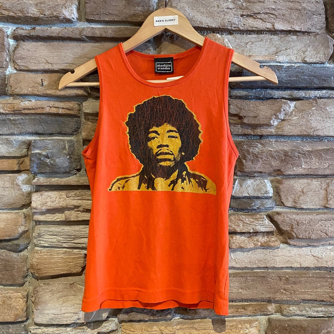 Vintage Smashing Grandpa Jimi Hendrix Graphic Orange Tank Top - Etsy