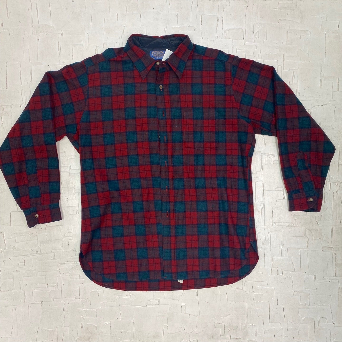 Vintage Pure Virgin Wool Red Plaid Flannel Button up by - Etsy