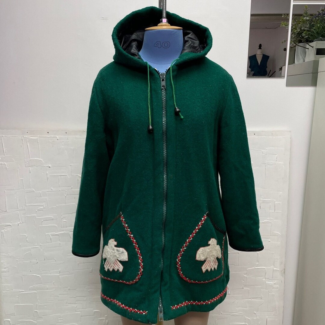 Vintage James Bay Pure Virgin Wool Green Parka Vintage Parka - Etsy