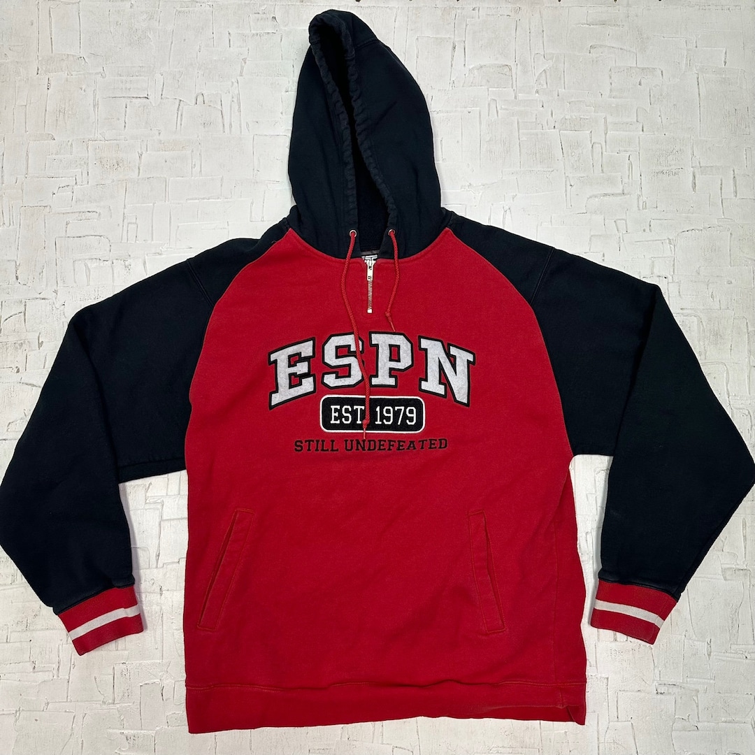 Vintage ESPN Red and Black Quarter Zip up Hoodie | Vintage Pullover ...